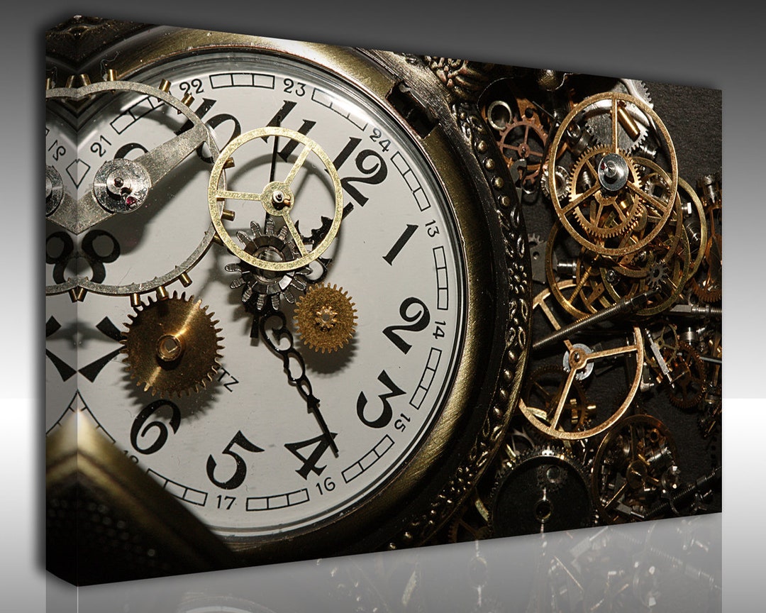 Large Canvas Wall Art Clock Wall Decor Clock Movement Decor Clock ...