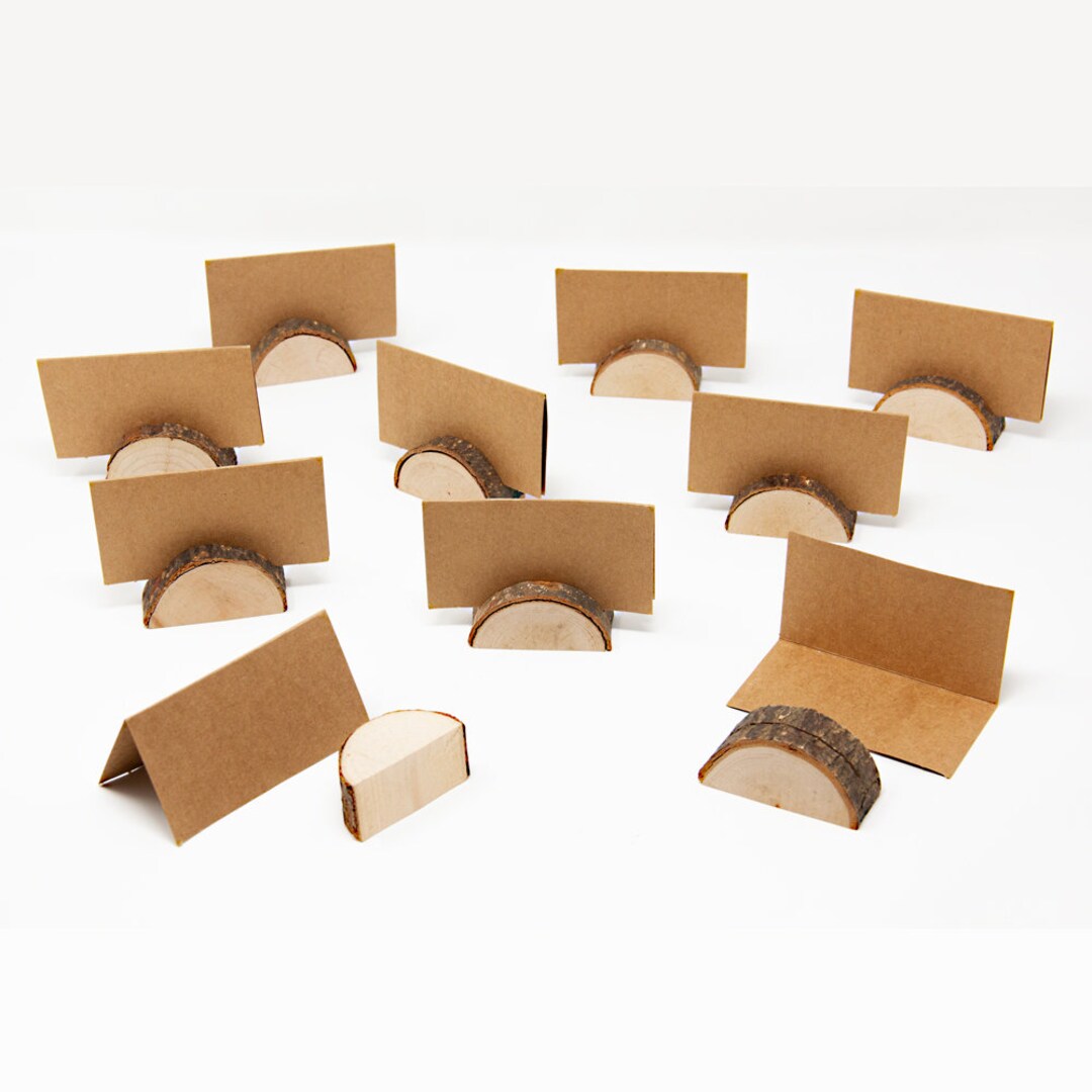 10 X Pack Wooden Semicircle Place Card Holder + Card - Wedding ...