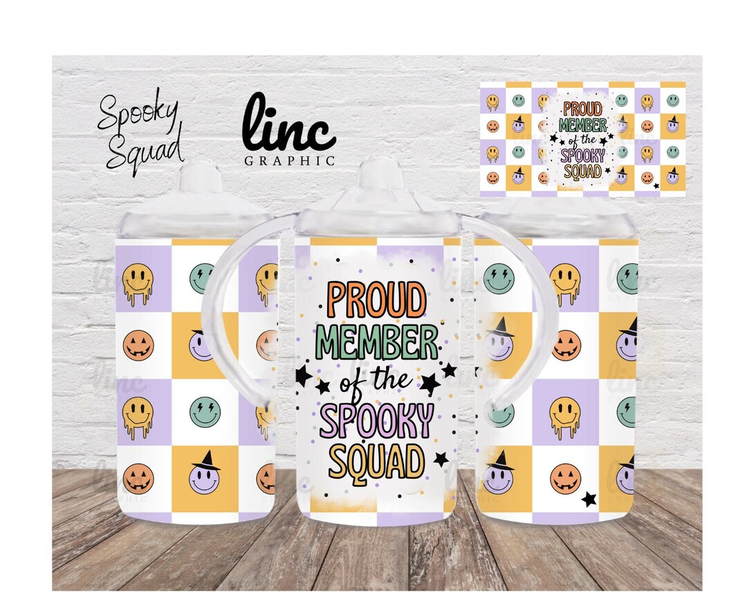 PNG- 12oz Straight Sippy Cup Template- Halloween Spooky Squad Sippy ...