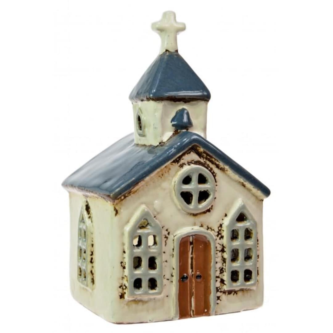 Ceramic Tealight Church - Etsy UK