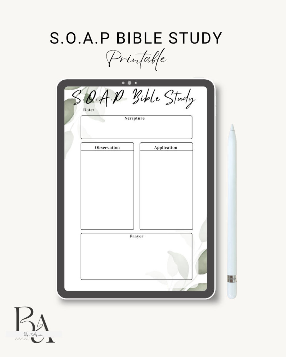 S.O.A.P Bible Study Printable SOAP Bible Study Digital Bible Study ...