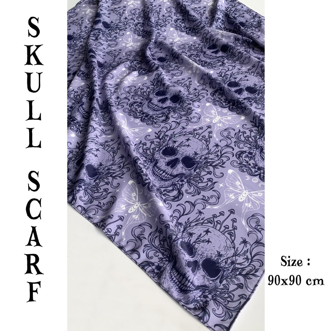 Skull Scarf Gothic Spooky Halloween Scarf 90x90 Scarf - Etsy