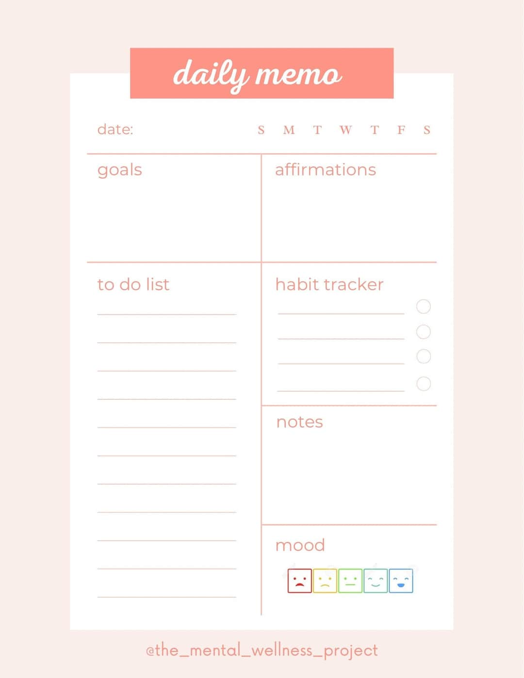 Printable Daily Memo Daily Planner Habit Tracker - Etsy