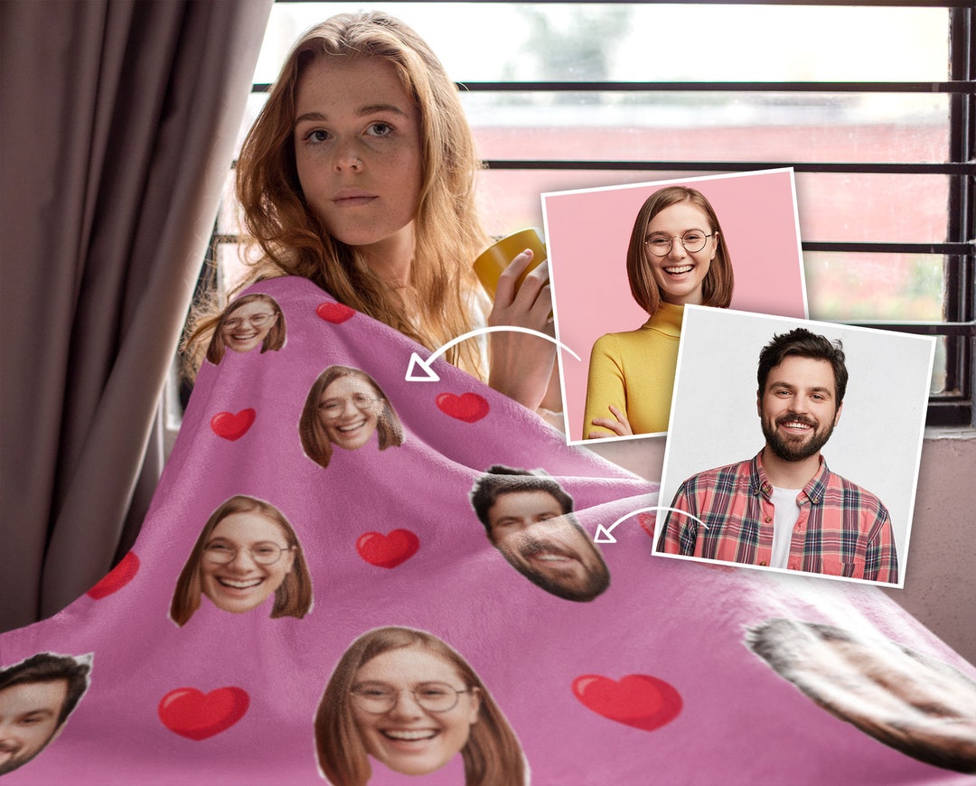 Personalized Photo Face Blanket, Custom Photo Blanket, Faces on Blanket ...