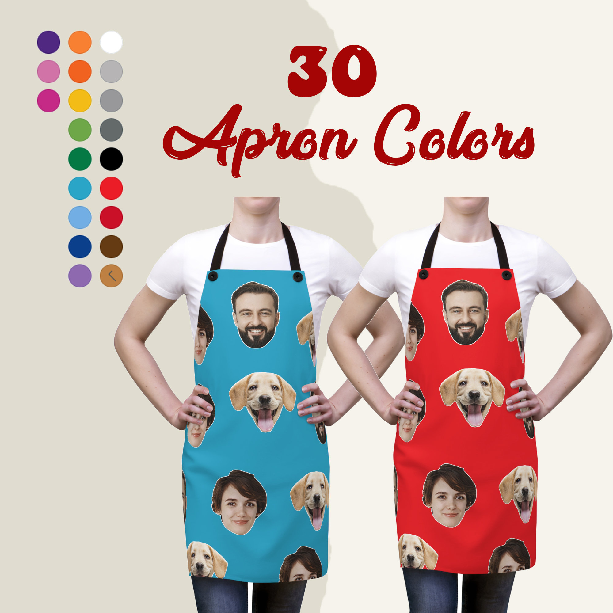 Personalized Faces Apron, Custom Photo Apron for Women and Men, Funny ...