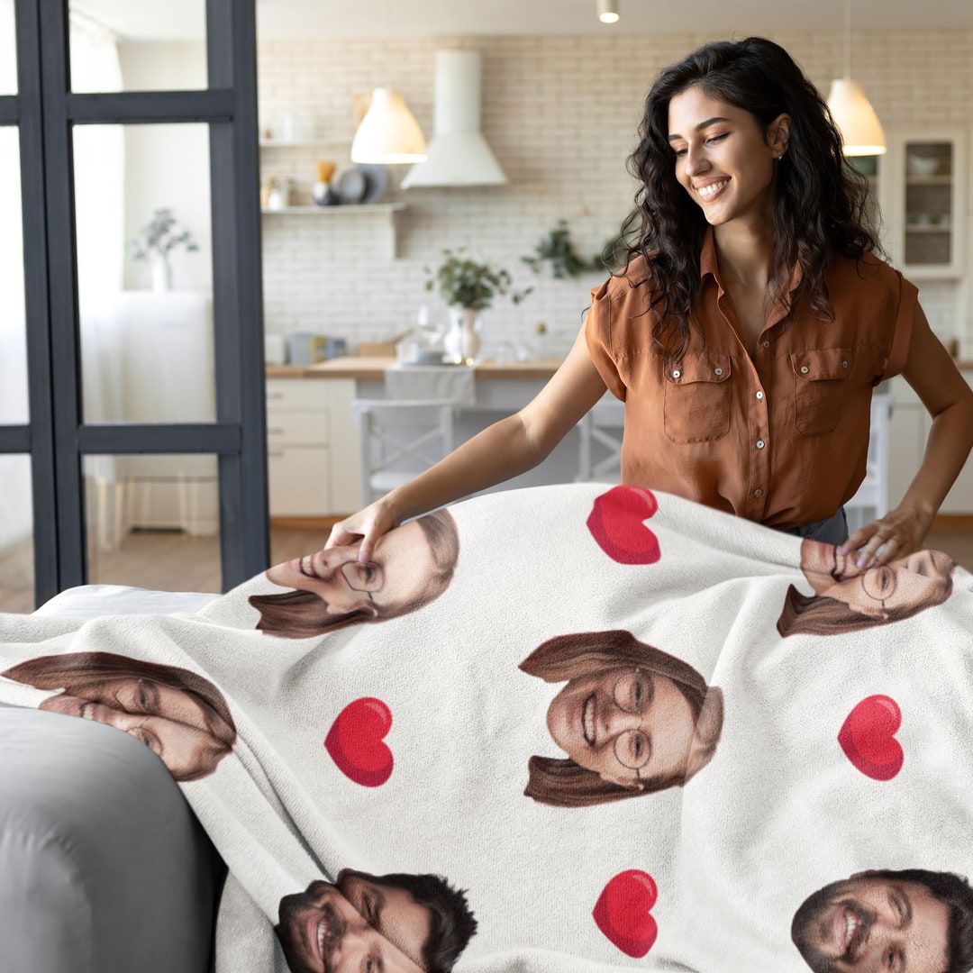 Personalized Photo Face Blanket, Custom Photo Blanket, Faces on Blanket ...