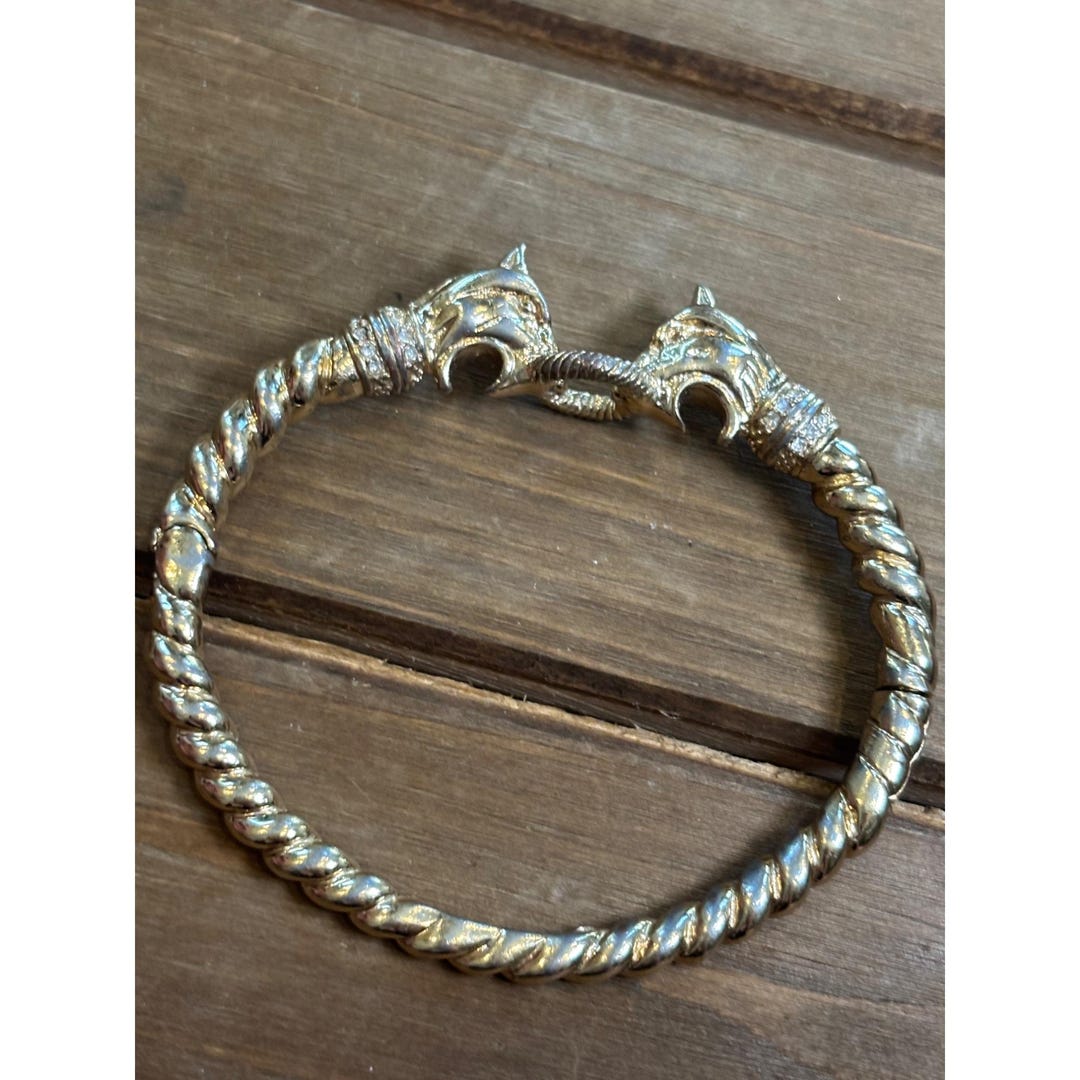 Stella & Dot? Gold-tone Twisted Rope Style Bracelet With Lion Head ...