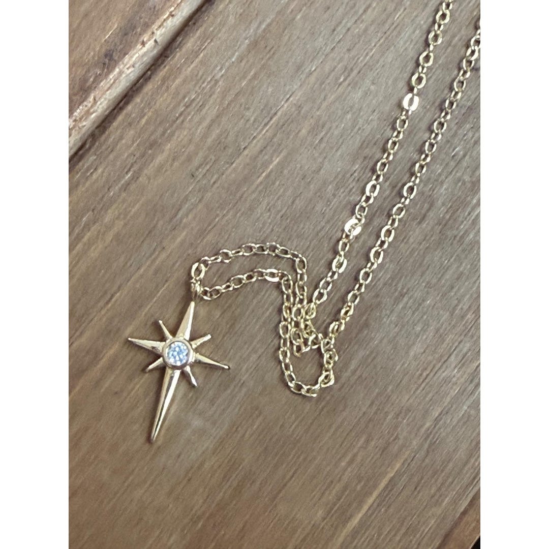 Gold-tone Starburst Pendant Necklace With Sparkling Center Stone Chain ...