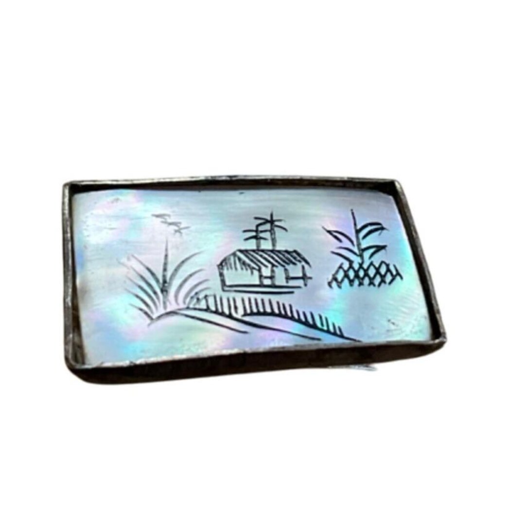 Vintage Mother of Pearl Rectangle Landscape Brooch Pin - Etsy