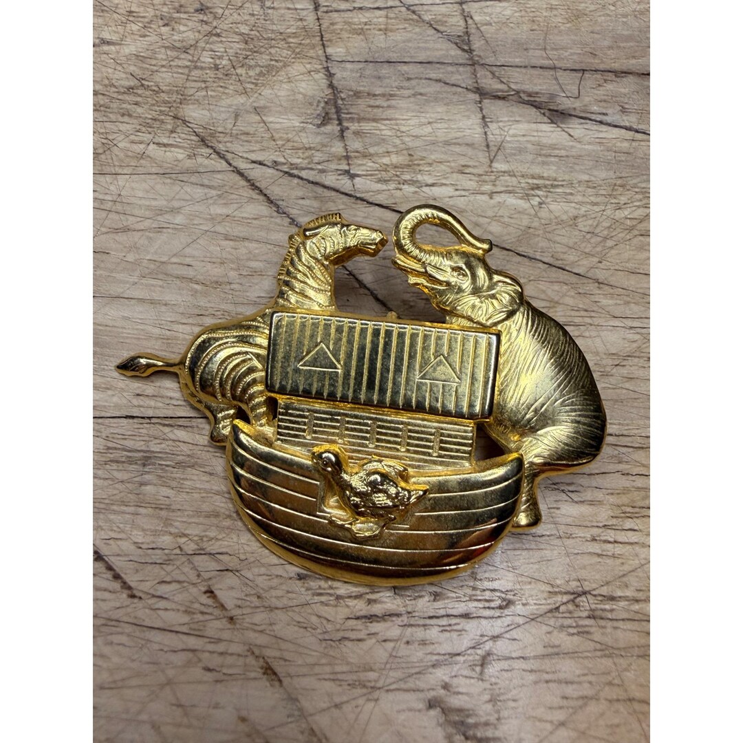 Premier Designs Noahs Ark Gold-tone Brooch Pin With Elephant & Zebra ...