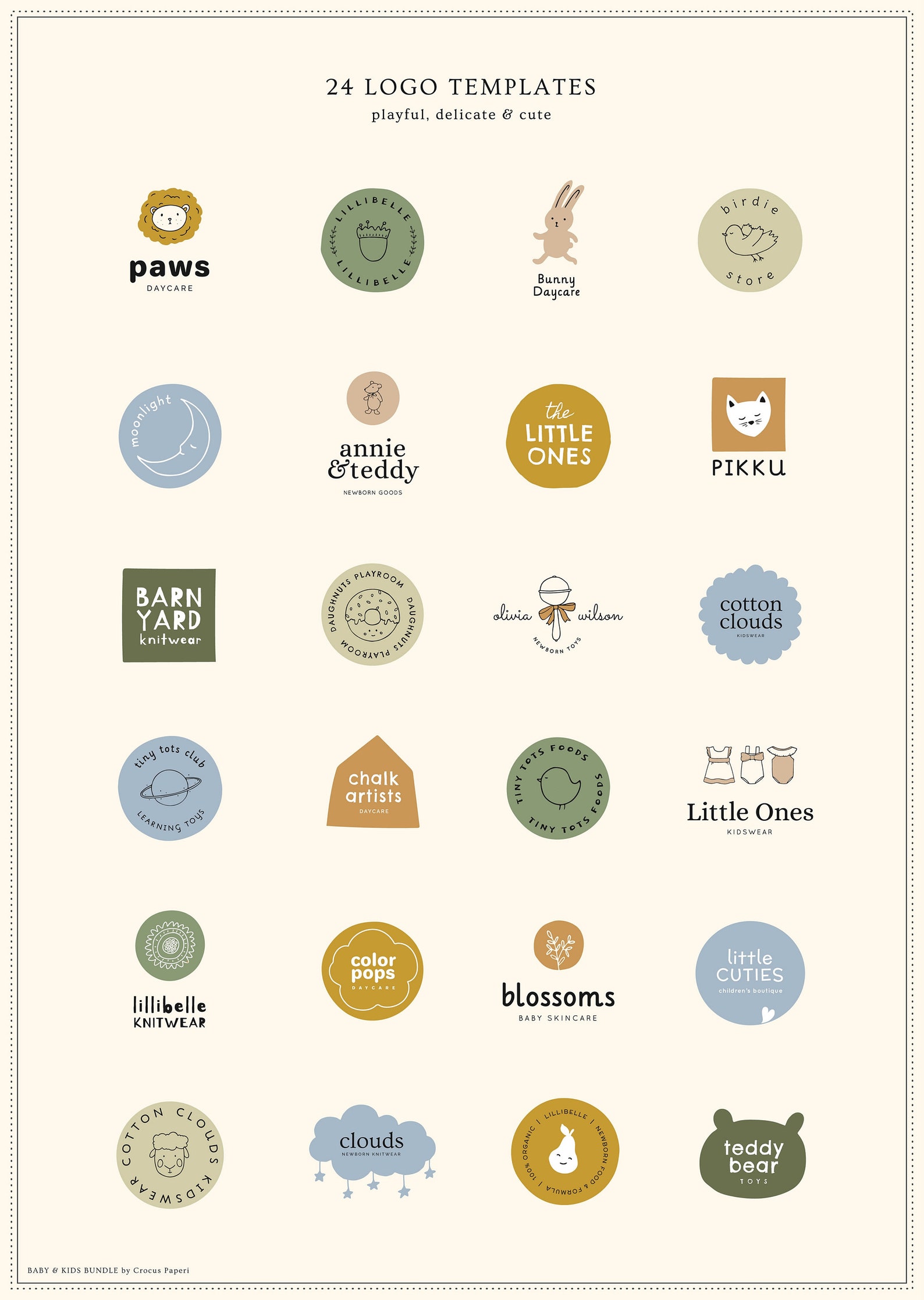 BABY & KIDS Logos Doodles Patterns | FREE Customization - Etsy