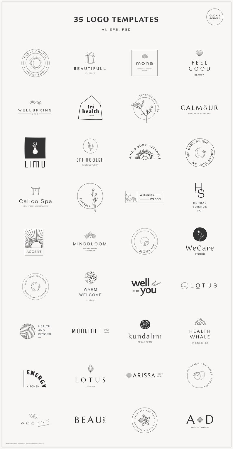 WELLNESS Logos, Illustrations, Patterns Bundle | Yoga, Spa, Beauty ...