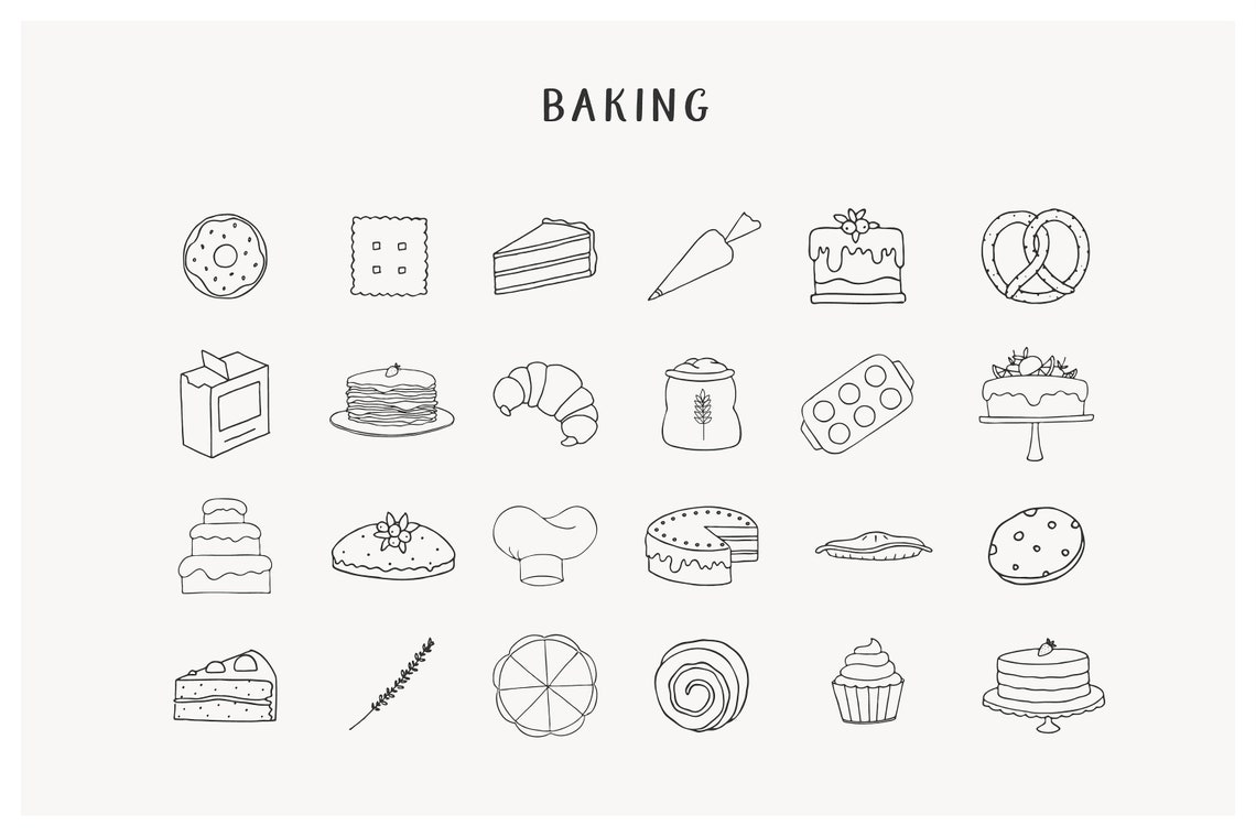 FOOD & COOKING Logos, Illustrations, Patterns Bundle Cafe Logo, Bakery ...
