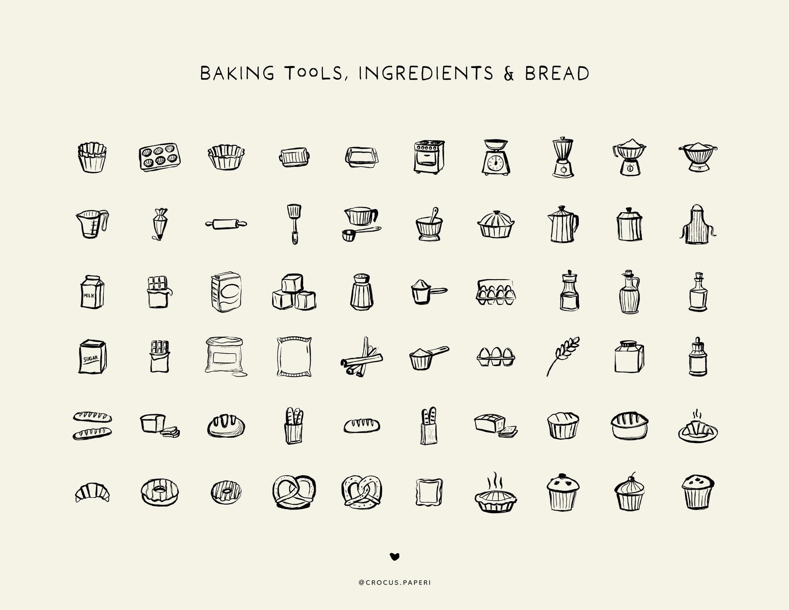 Bakery Line Art Illustrations: Cakes, Pastry, Bread (SVG Clipart) - Etsy