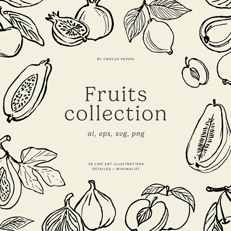 Hand Drawn Line Art Food - Etsy