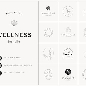WELLNESS Logos, Illustrations, Patterns Bundle | Yoga, Spa, Beauty ...