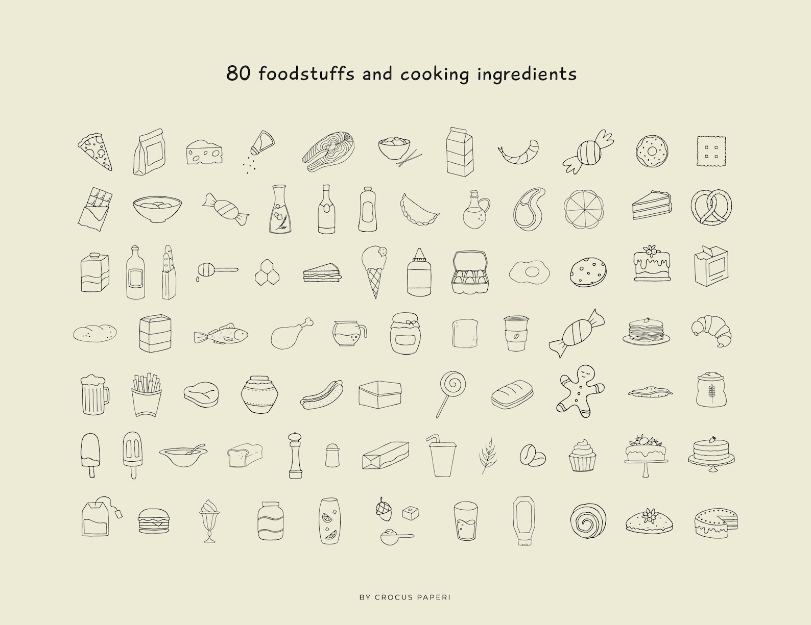 Food Doodles: Hand-drawn Cooking & Bakery Icons (SVG, PNG) - Etsy