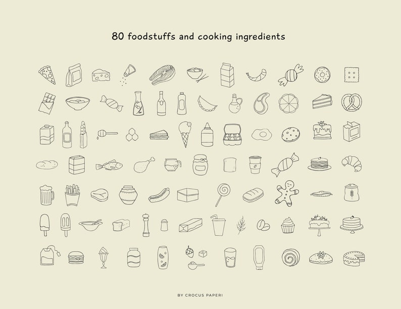 Food Doodles: Hand-drawn Cooking & Bakery Icons (SVG, PNG) - Etsy