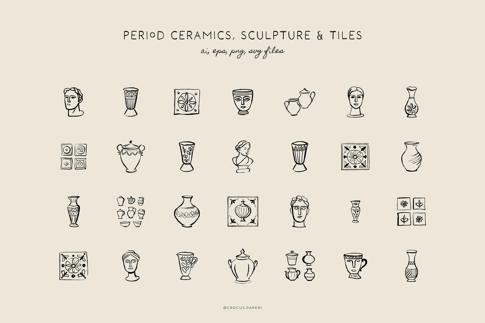 CERAMICS & POTTERY | Hand-drawn Line Art Stoneware Illustrations, Clay ...