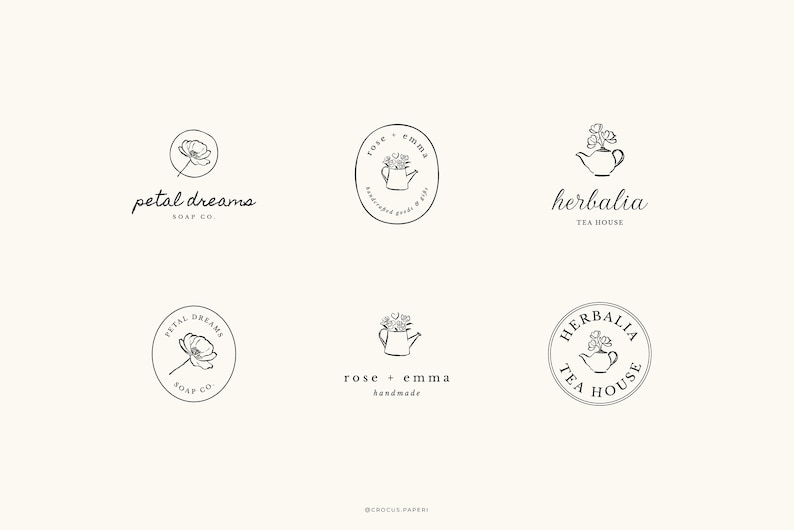 BOTANICAL Logos & Illustrations Vol. 2 | Line Art Bouquets, Branches ...