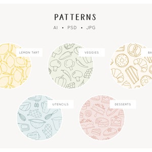 FOOD & COOKING Logos, Illustrations, Patterns Bundle | Cafe Logo ...