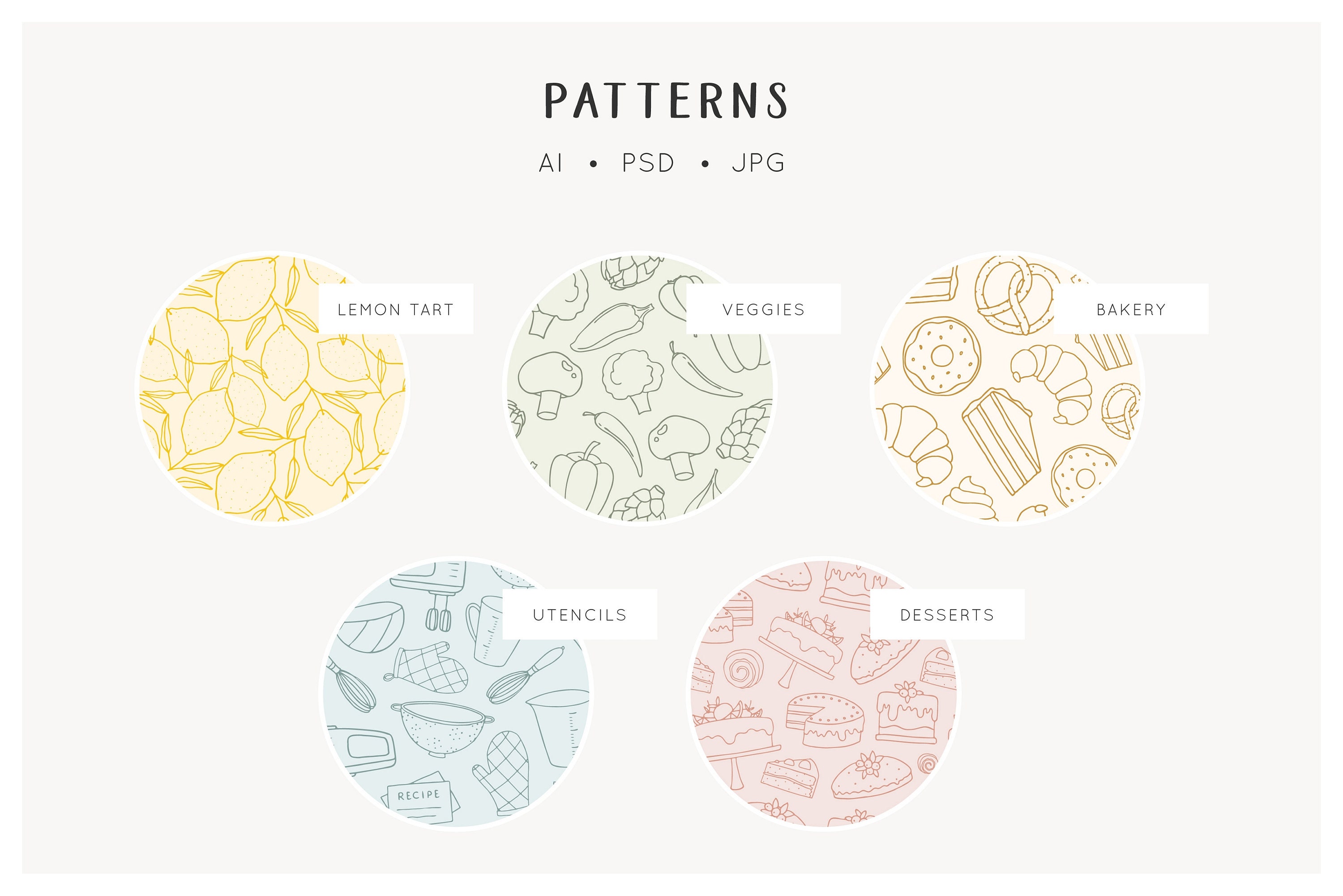 FOOD & COOKING Logos, Illustrations, Patterns Bundle Cafe Logo, Bakery ...