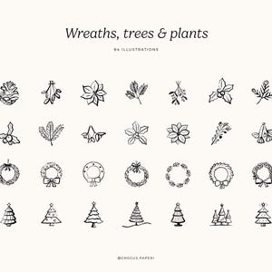 CHRISTMAS & WINTER | Hand-drawn Line Art Festive Illustrations, Cozy ...