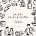 BAKERY Hand-drawn Line Art Baking Illustrations, Cakes, Pastry, Bread ...