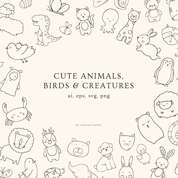 Hand Drawn Animal - Etsy