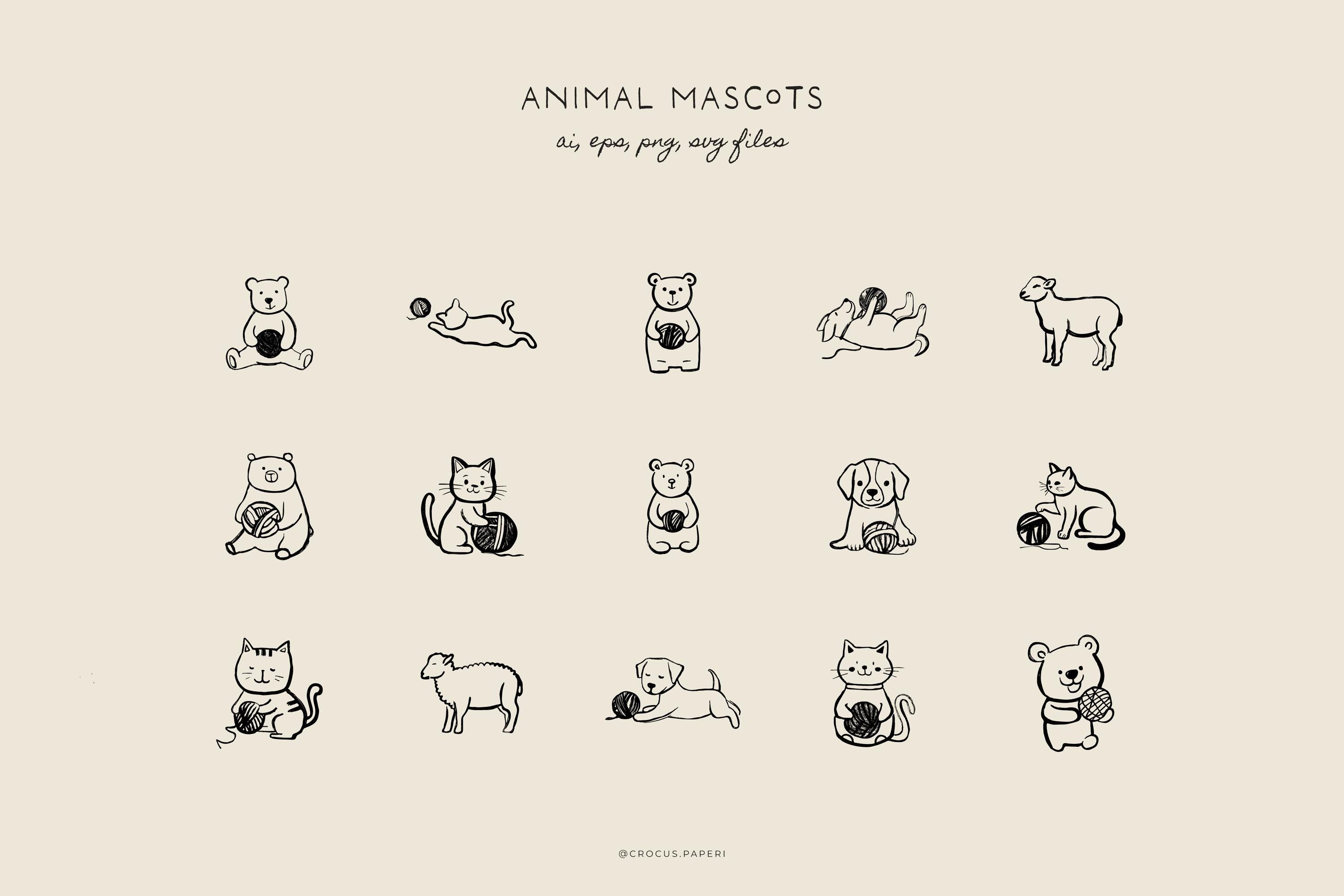Crochet & Knitting Line Art Illustrations: Yarn, Wool (PNG, SVG) - Etsy