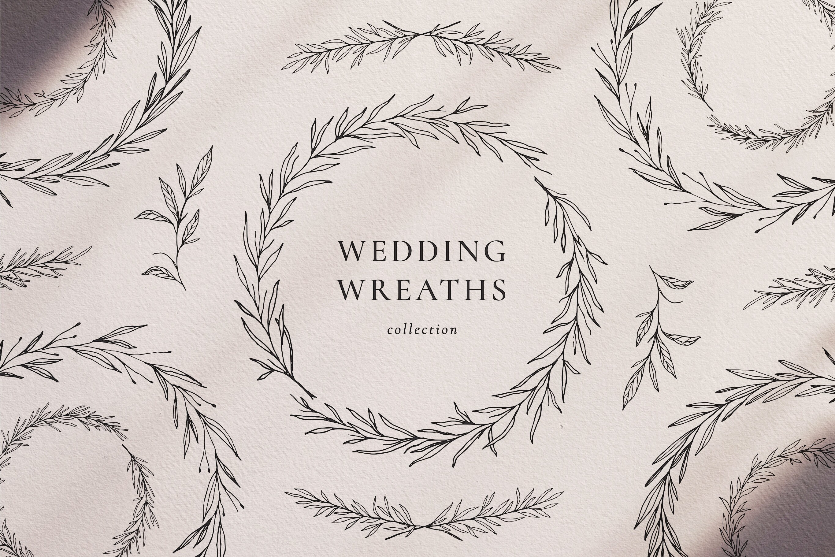 WEDDING Wreaths, Laurels & Crests Line Art, Hand-drawn, Vector - Etsy