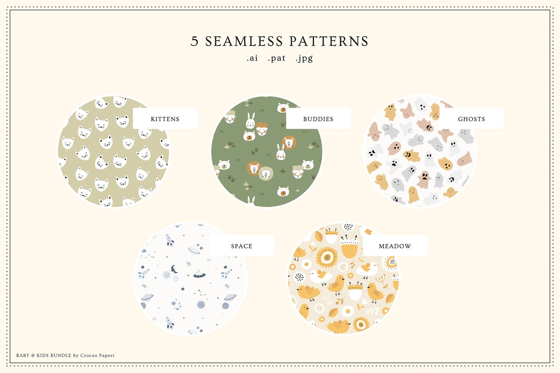 BABY & KIDS Logos Doodles Patterns FREE Customization - Etsy