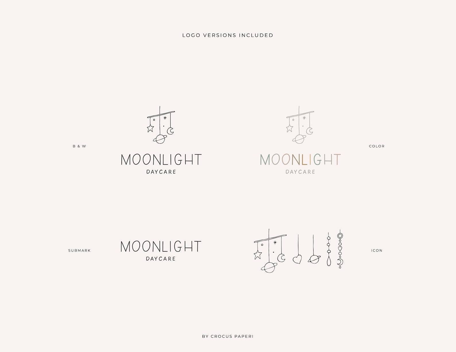 MOONLIGHT Brand Assets | Baby Premade Logo Design, Cute Logo, Newborn ...