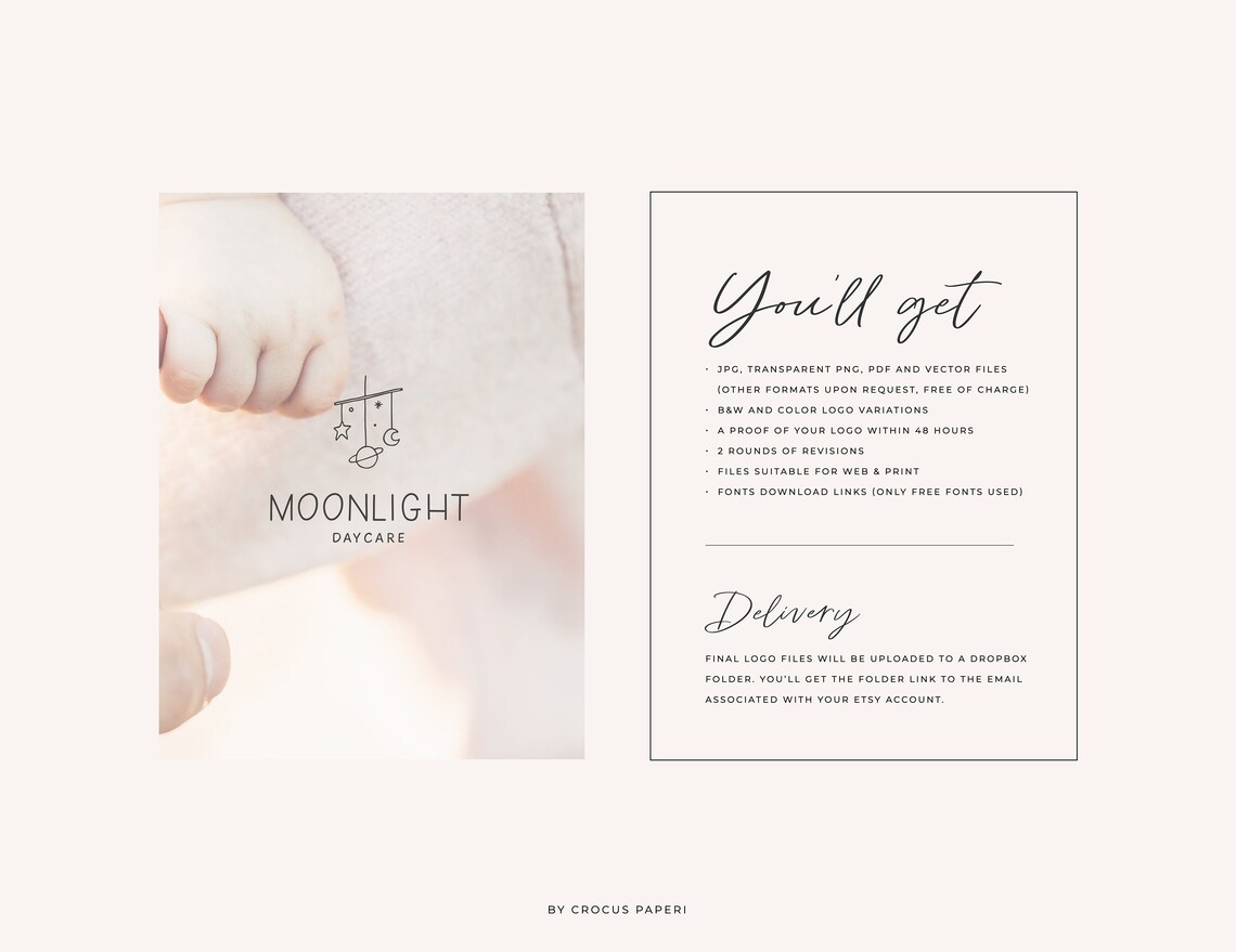 MOONLIGHT Brand Assets | Baby Premade Logo Design, Cute Logo, Newborn ...