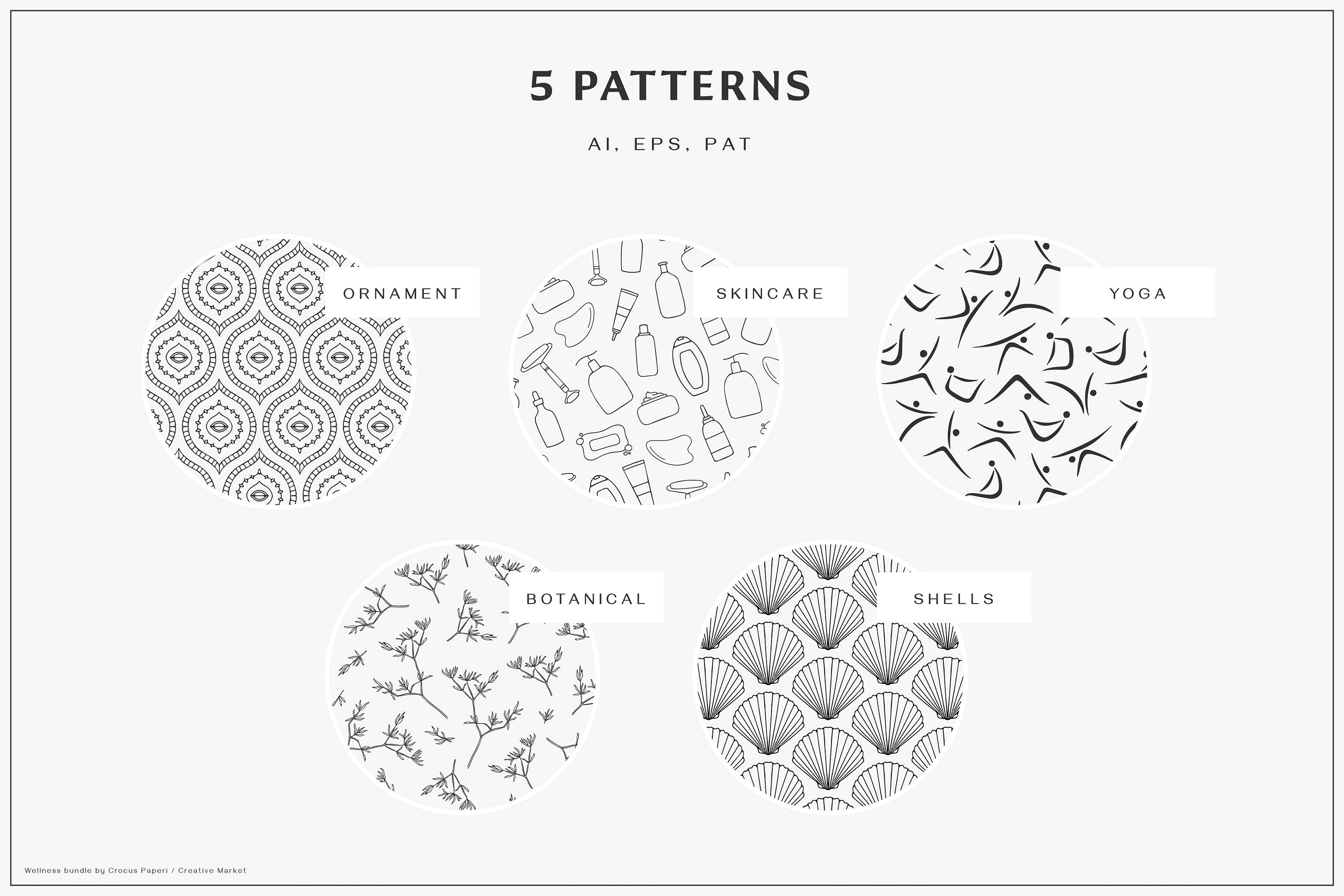 WELLNESS Logos, Illustrations, Patterns Bundle | Yoga, Spa, Beauty ...