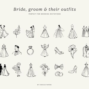 WEDDING COLLECTION | Hand-drawn Line Art Wedding Illustrations ...