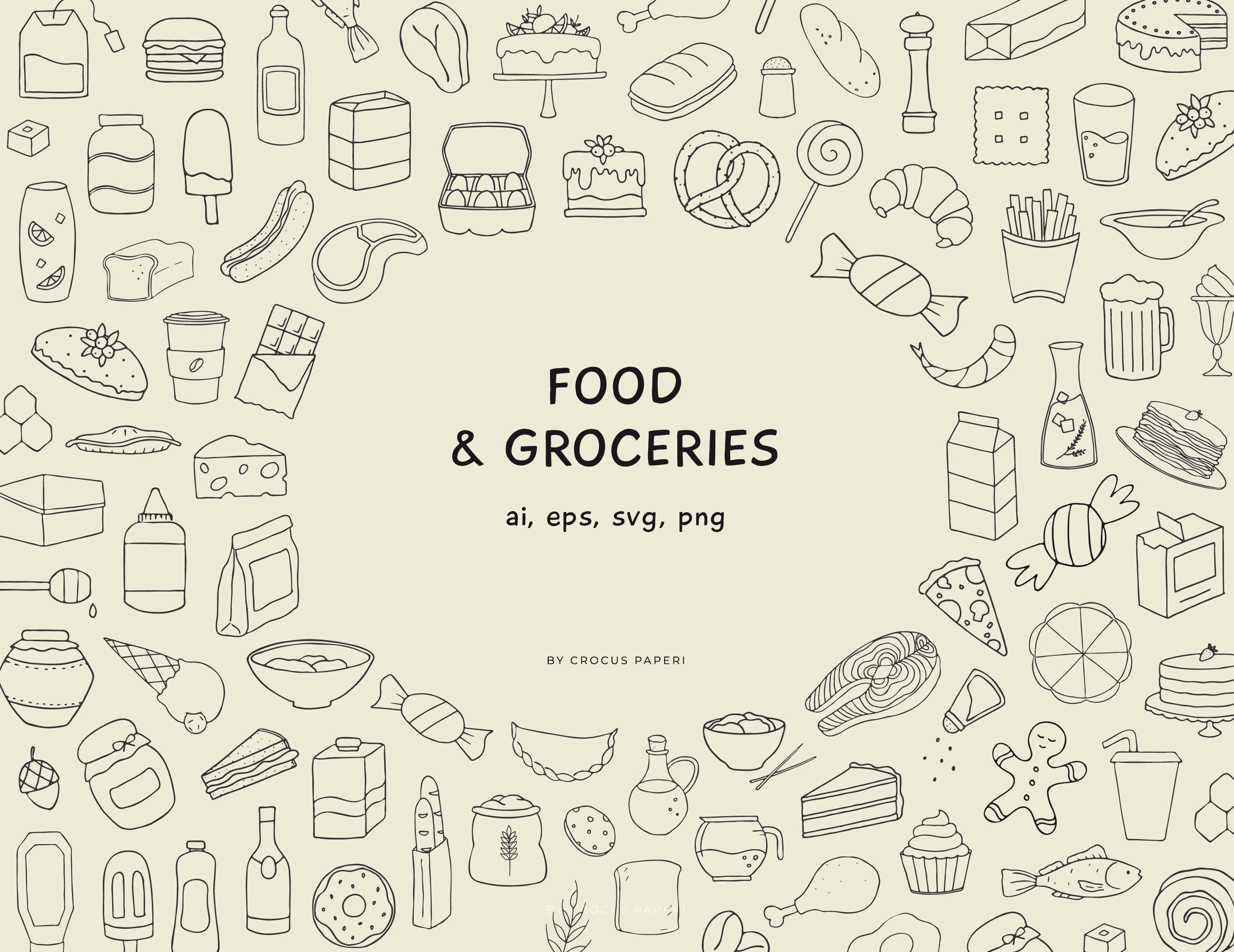 Food Doodles: Hand-drawn Cooking & Bakery Icons (SVG, PNG) - Etsy