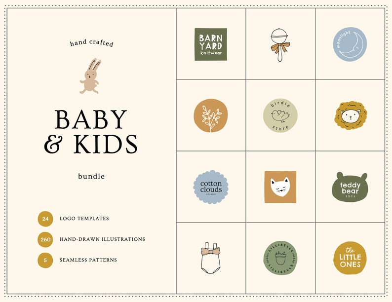 BABY & KIDS Logos Doodles Patterns | FREE Customization - Etsy