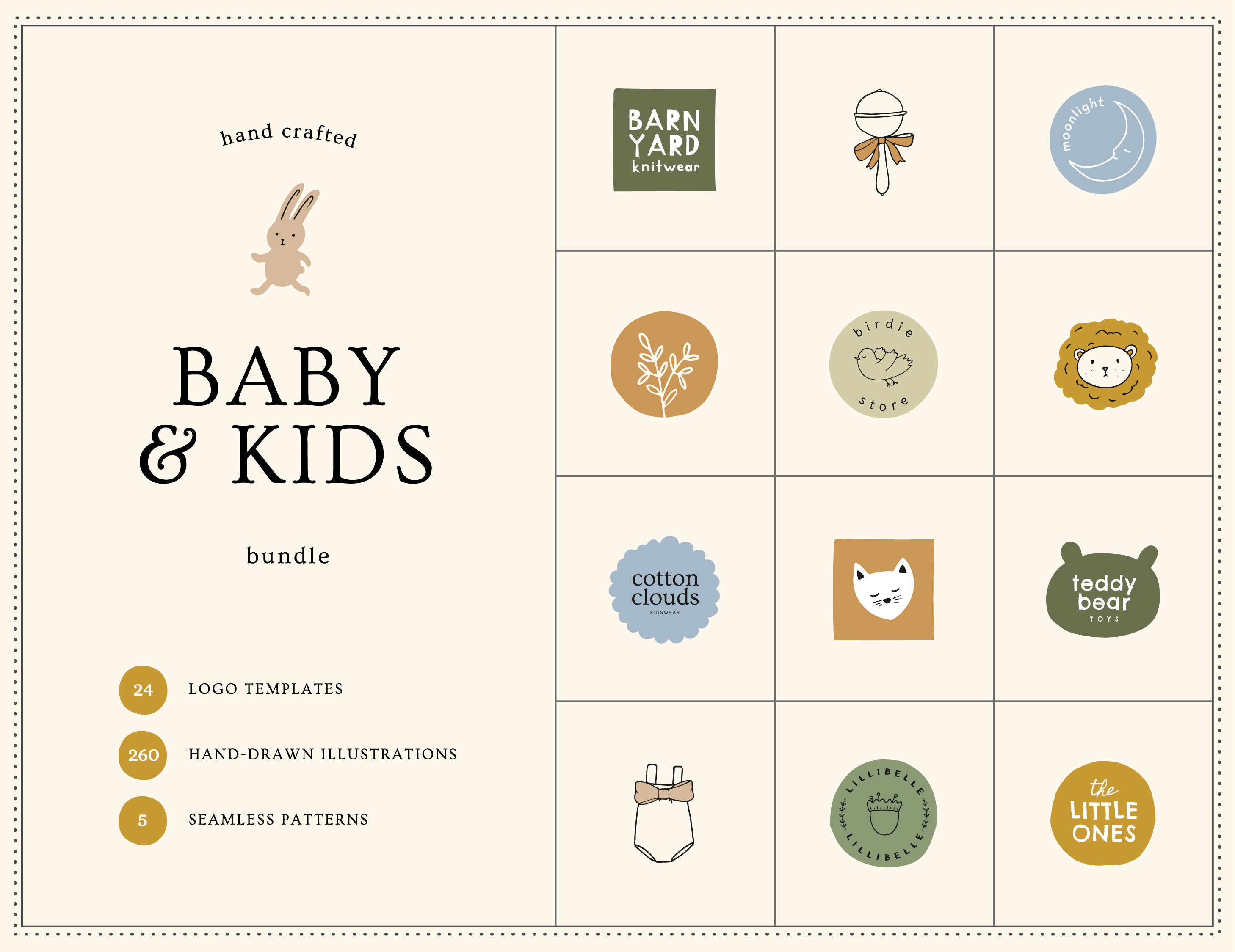 BABY & KIDS Logos Doodles Patterns | FREE Customization - Etsy