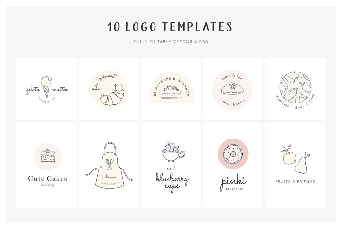 FOOD & COOKING Logos, Illustrations, Patterns Bundle Cafe Logo, Bakery ...