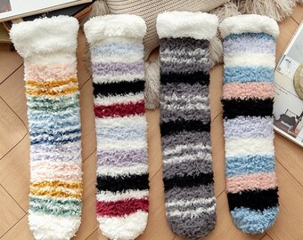 Rainbow Sherpa Socks - Etsy