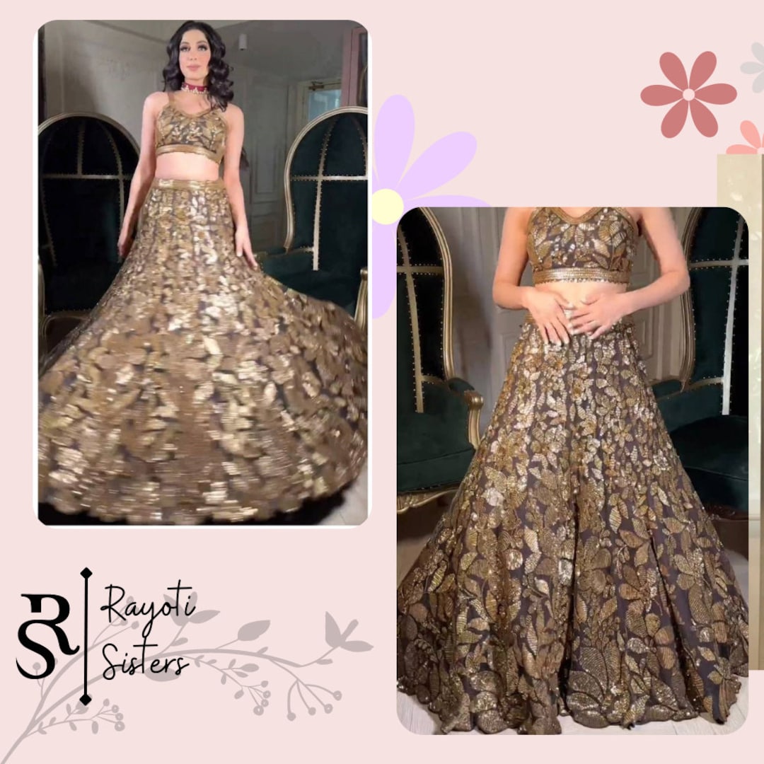 Gold Lehenga Choli for Women With High Quality Embroidery Work Wedding ...