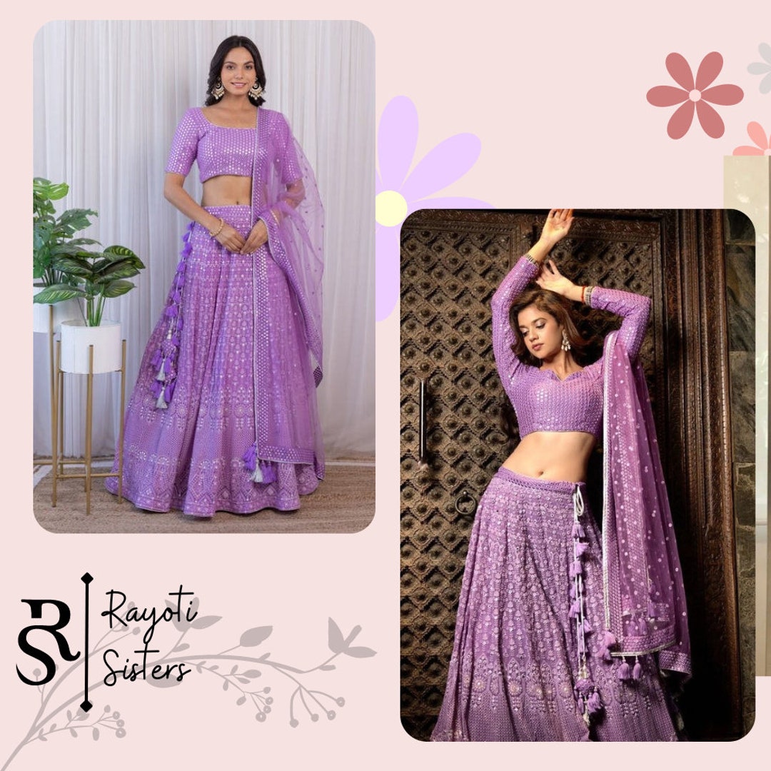 Light Purple Lehenga Choli for Women Embroidered Attractive Party Wear ...