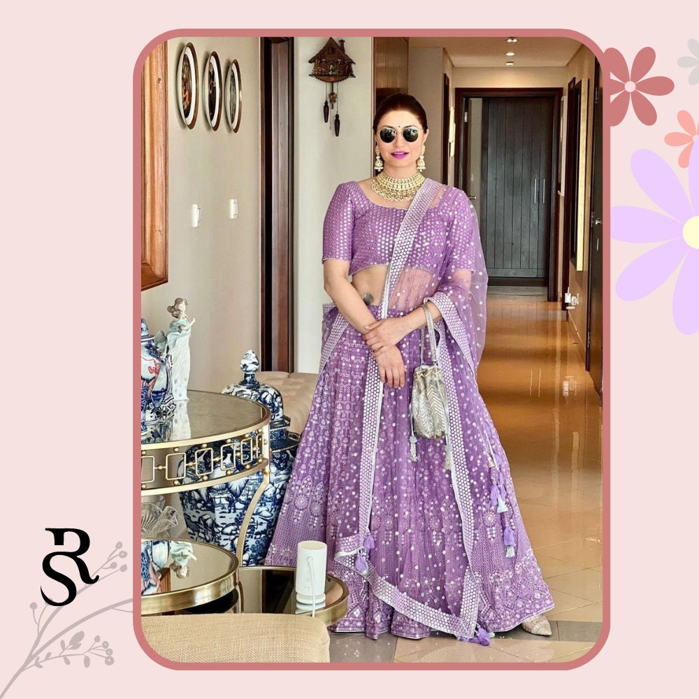Light Purple Lehenga Choli for Women Embroidered Attractive Party Wear ...