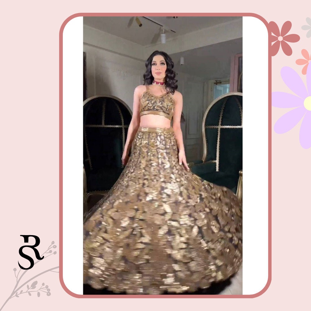 Gold Lehenga Choli for Women With High Quality Embroidery Work Wedding ...