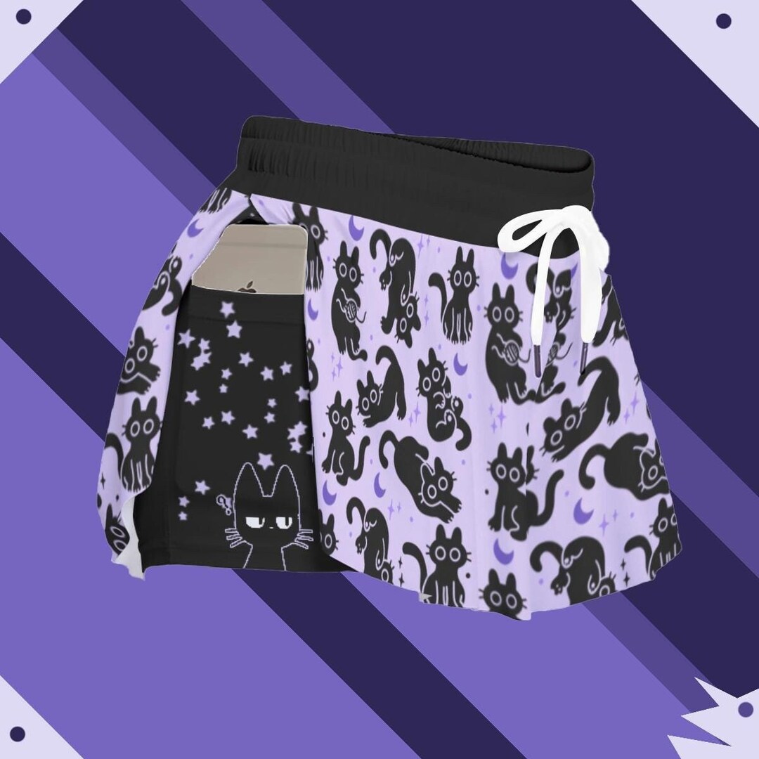 Best Gift Cute Cat, Flowy Kawaii Shorts - Etsy