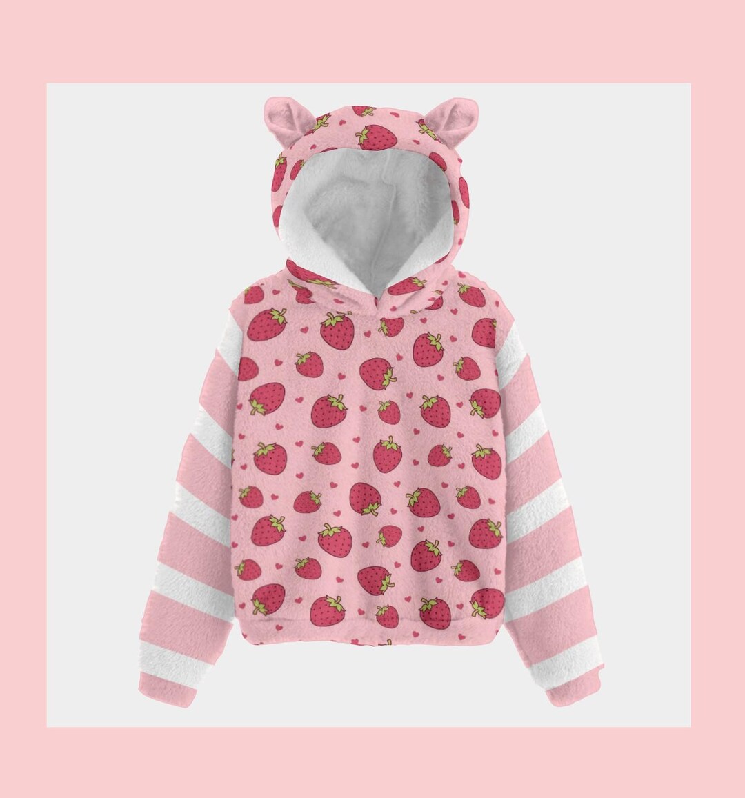 Unisex Halloween Strawberry Cute Kawaii Kids Borg Fleece Sweatshirt ...