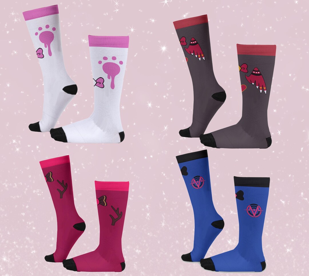 Helluva Boss 4 Packet Socks Alastor, Vox, Husk, Emberlynn Hazbin Hotel ...
