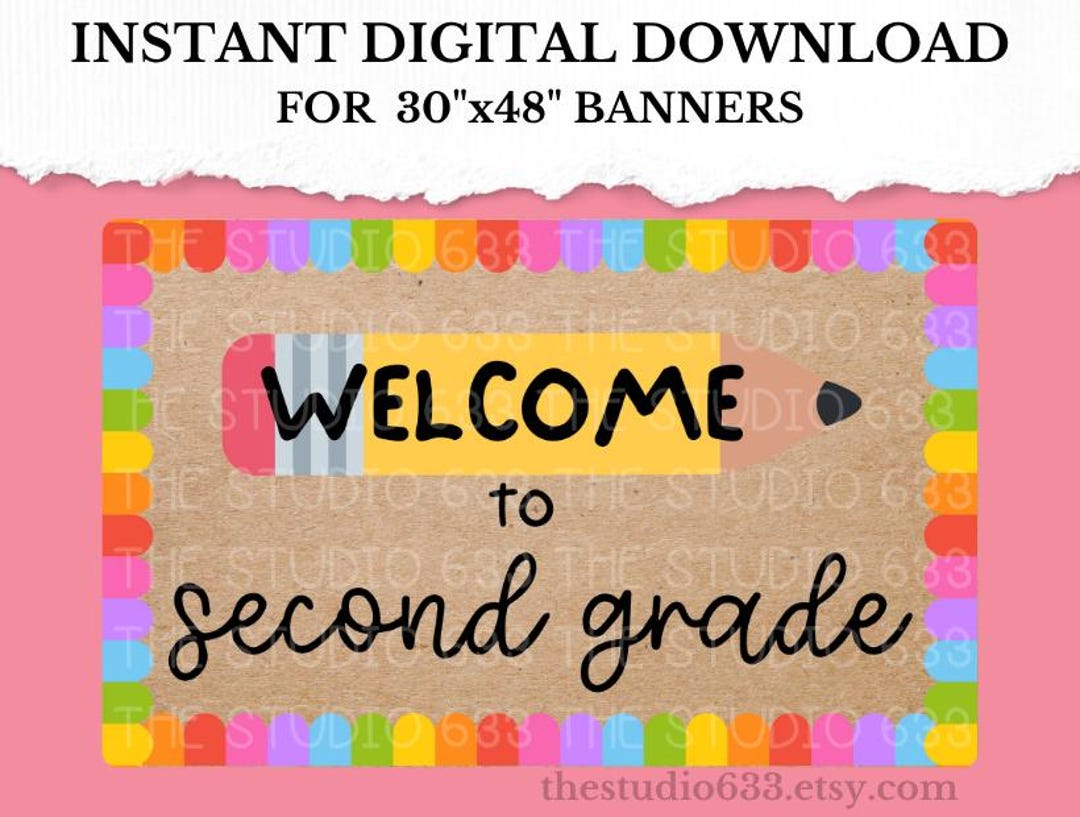 Custom Welcome to Second Grade Banner Mockup, PNG File, Banner Mockup ...