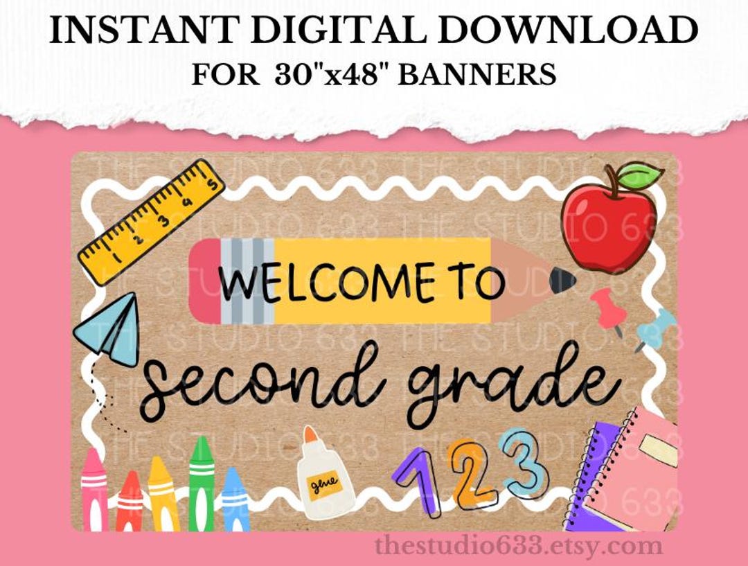 Custom Welcome to Second Grade Banner Mockup, PNG File, Banner Mockup ...